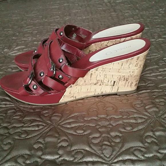 Nine & Co. | Shoes | Red Cork Slides | Poshmark